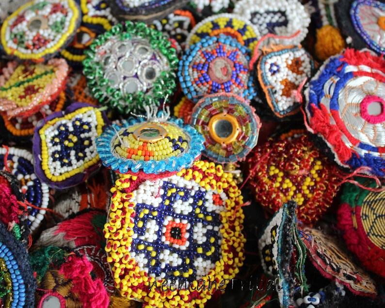 Small Kuchi Beaded Tribal Medallions - Etsy