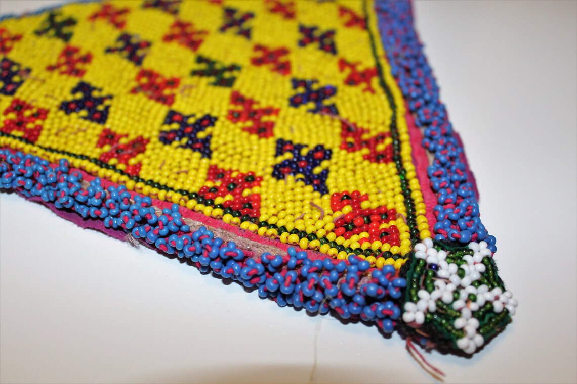 Beaded Kuchi Patch Big Yellow Vintage Tribal Belt Part | Etsy