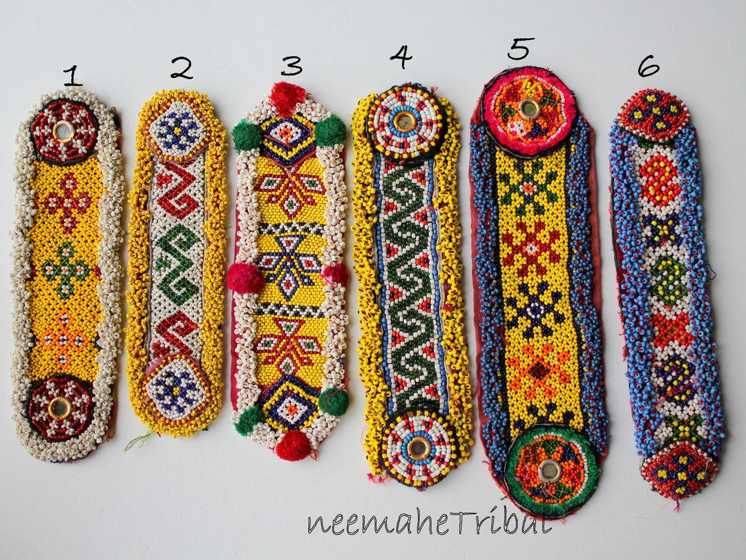 Beaded Kuchi Connector Patch, 20 26 Cm Long, Handmade Hippie Sew-on ...