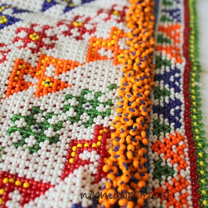 Huge White Triangular Beaded Kuchi Patches With a Blue Beaded Border ...