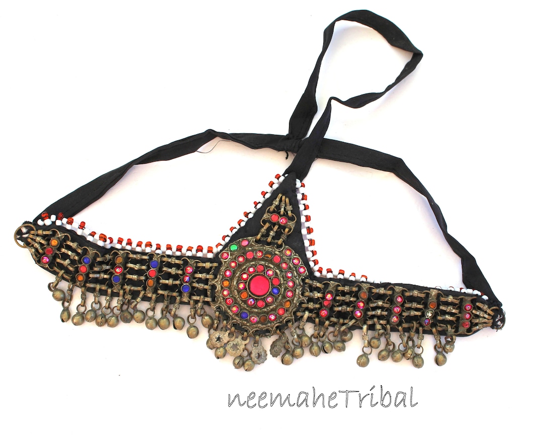 Kuchi Tribal Header With Pink and Green Jewels - Etsy