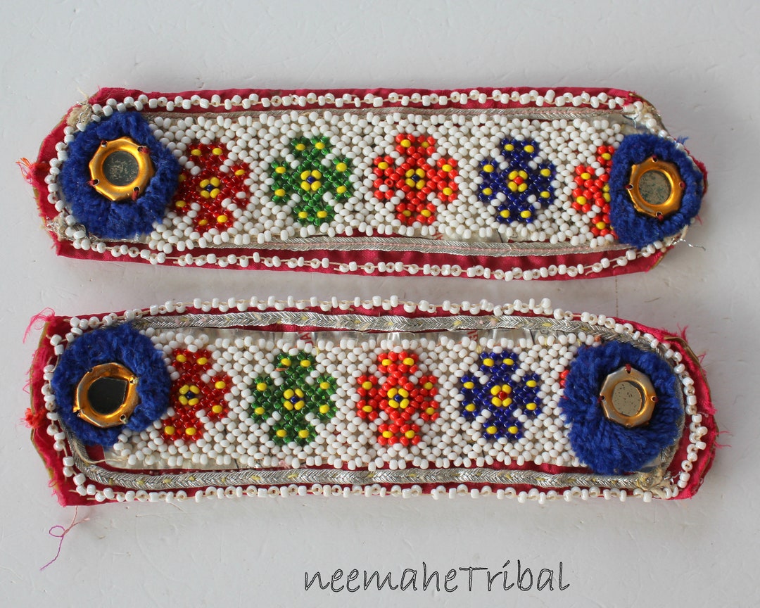 1 Pair White Beaded Kuchi Connector Patches, 16 Cm / 6.3 Inch Long - Etsy