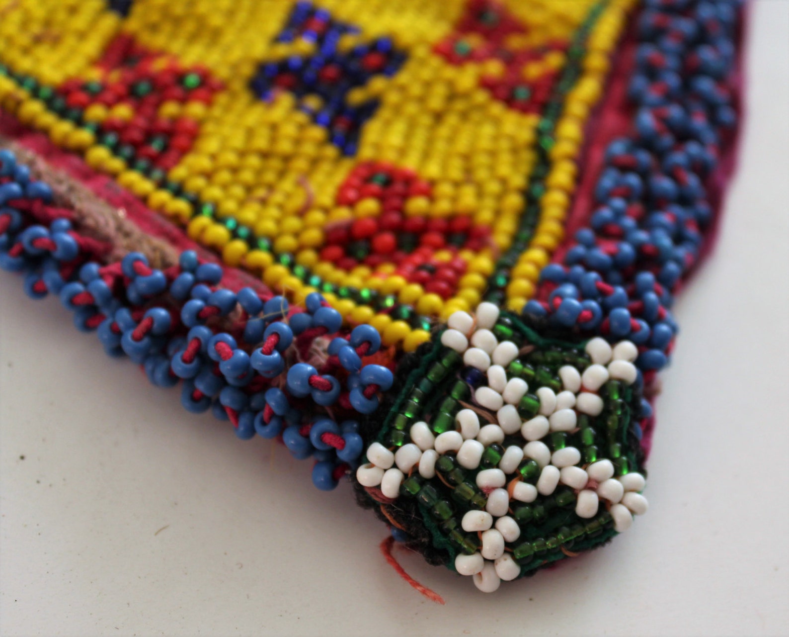 Beaded Kuchi Patch Big Yellow Vintage Tribal Belt Part Applique ...