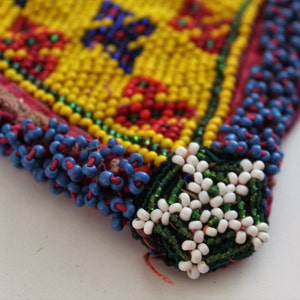 Beaded Kuchi Patch Big Yellow Vintage Tribal Belt Part Applique ...