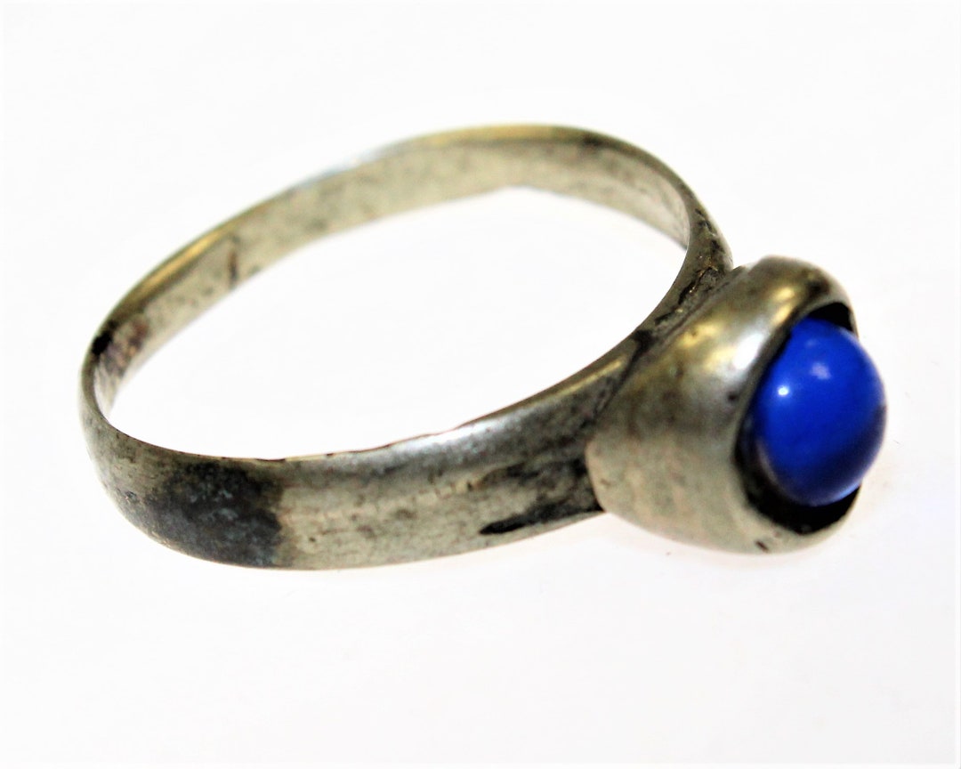 Silverring Ring With Blue Jewel, US Size 9 - Etsy
