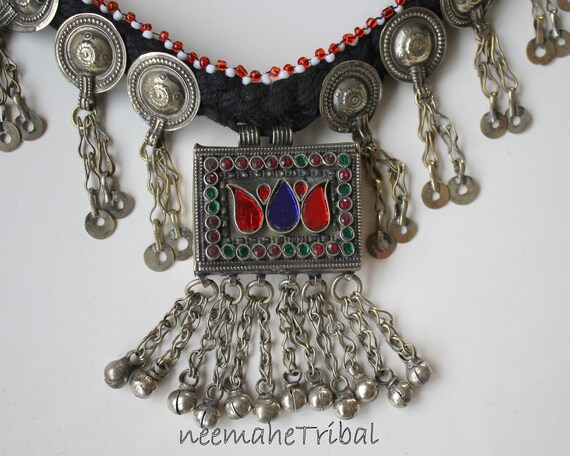 Big Tribal Necklace with Kuchi Prayer Box Pendant and… - Gem