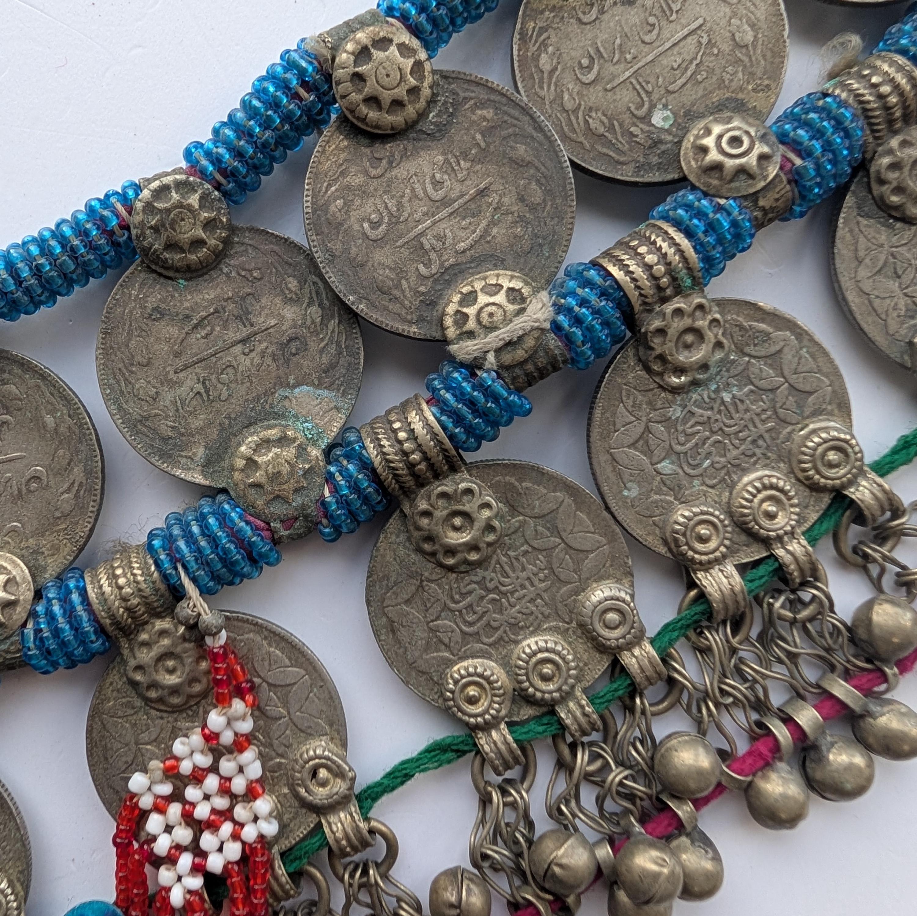 Vintage Blue Double Row Coin Belt, Tribal Fusion, Tribal Style Dance ...