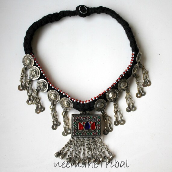 Big Tribal Necklace with Kuchi Prayer Box Pendant and… - Gem