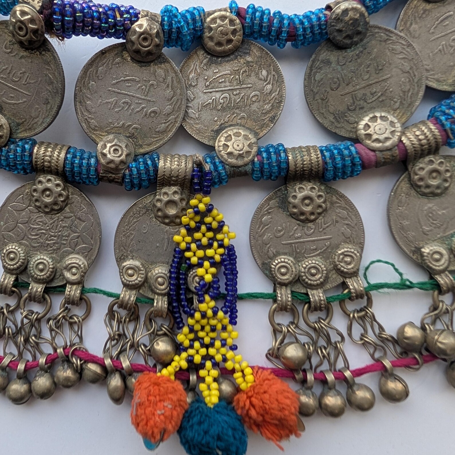 Vintage Blue Double Row Coin Belt, Tribal Fusion, Tribal Style Dance ...