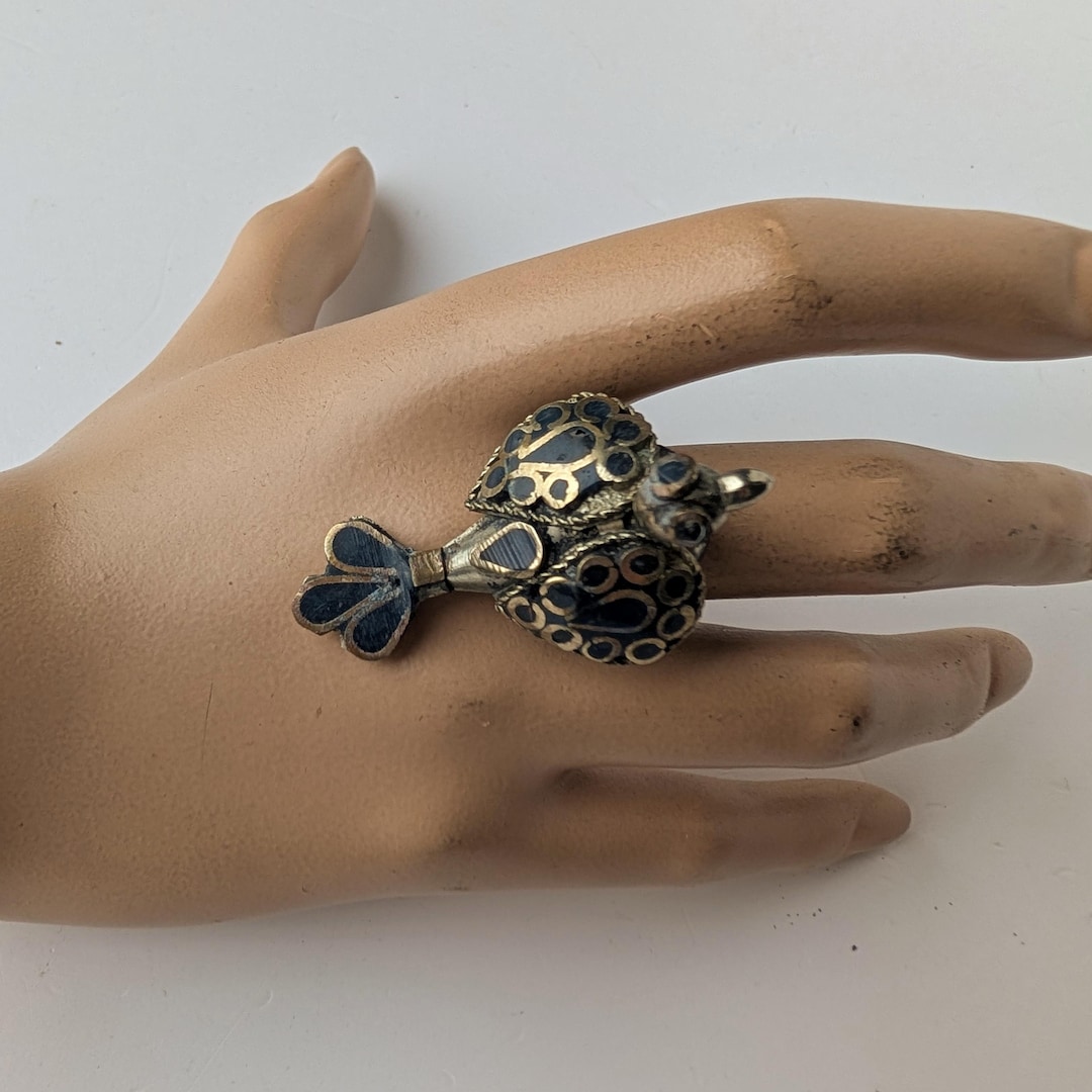 Kuchi Bird Ring With Spread Wings, Blue Bird, Tribal Ring, Hippie, Boho ...