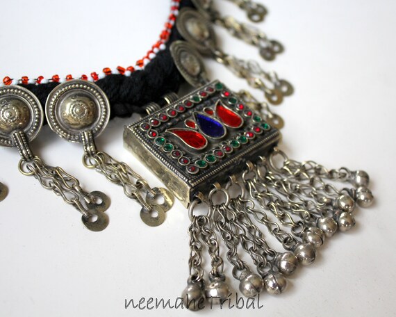 Big Tribal Necklace with Kuchi Prayer Box Pendant and… - Gem