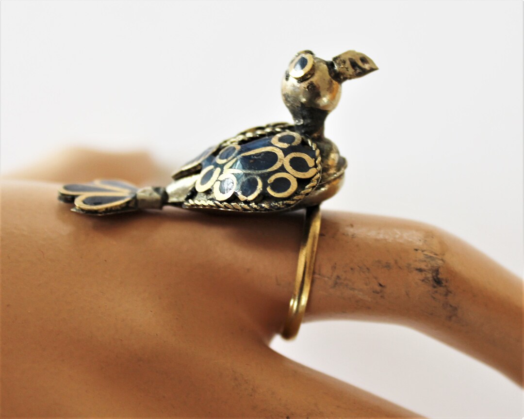 Kuchi Bird Ring With Spread Wings, Blue Bird, Tribal Ring, Hippie, Boho ...