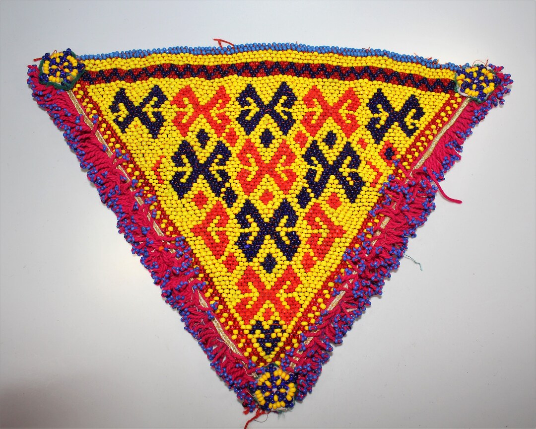 Beaded Kuchi Patch Big Vintage Tribal Belt Part Applique Handmade ...