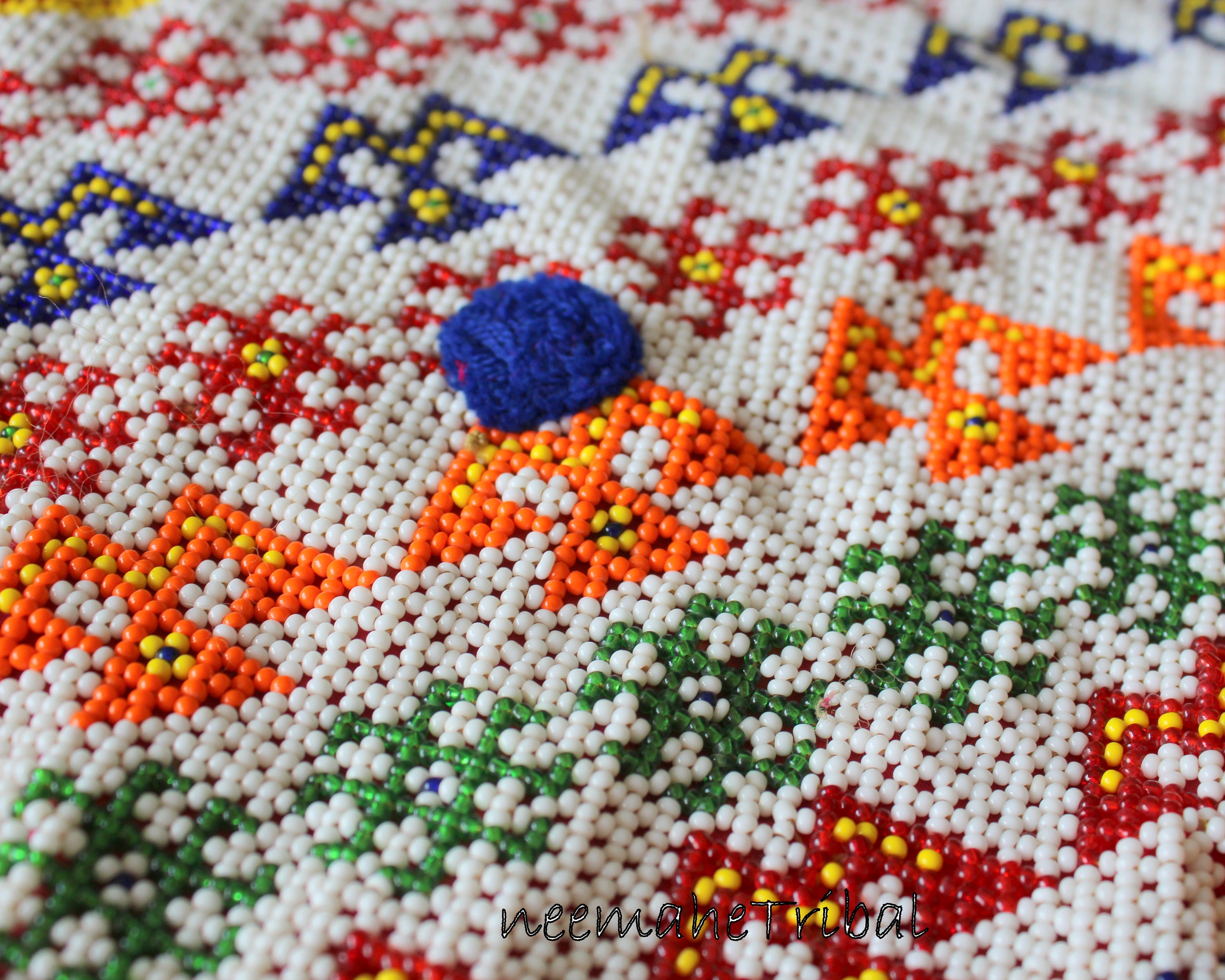 Huge White Triangular Beaded Kuchi Patches With a Blue Beaded Border ...
