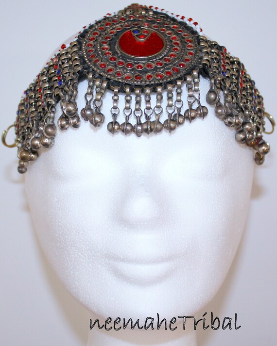 Kuchi Tribal Header with Colourful Glass-Jewels Vintage | Etsy