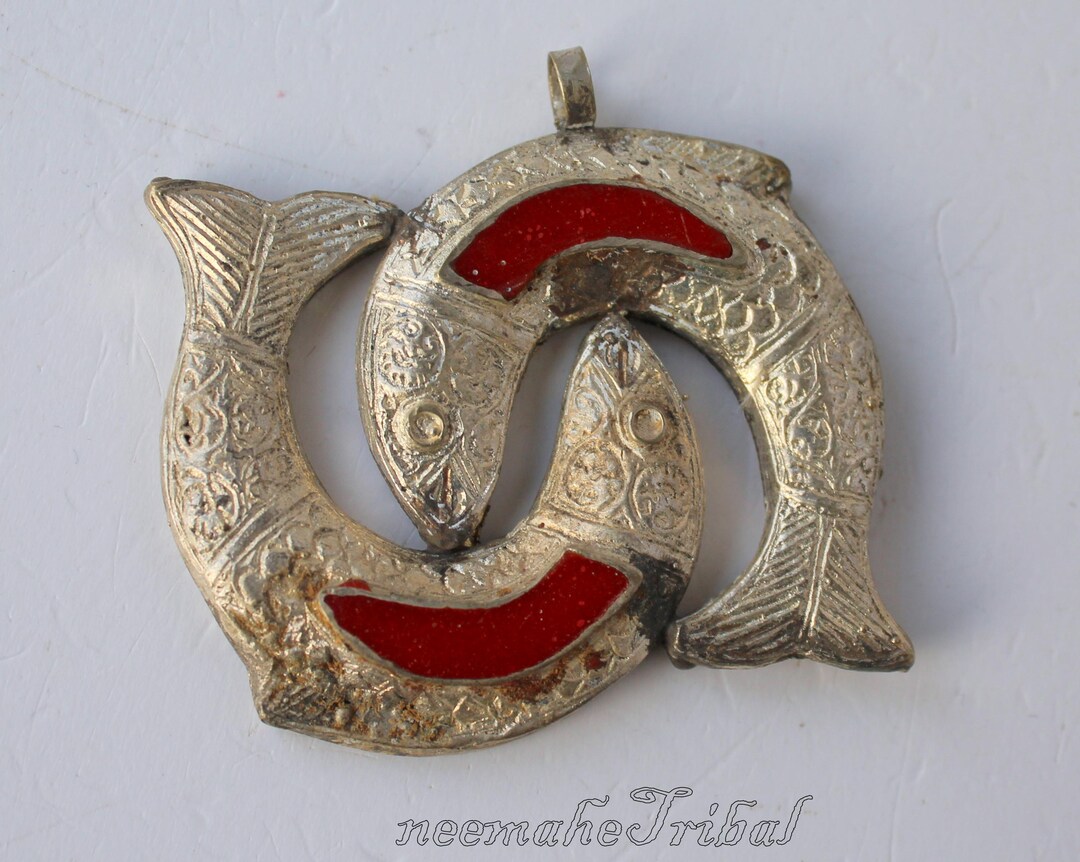Oriental Fish Pendant With Red Stones, Afghan Pendant - Etsy