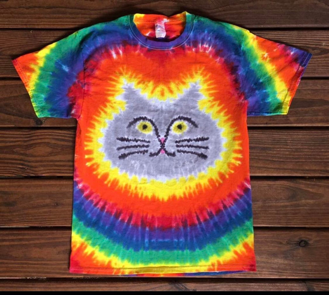Tie Dye Cat T-shirt Shirt Hand Made Customizable FREE SHIPPING Tye Die ...