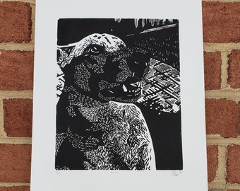 Pearl & Lupe Handmade Limited Edition Lino Art Print. Dog Lover Gift ...