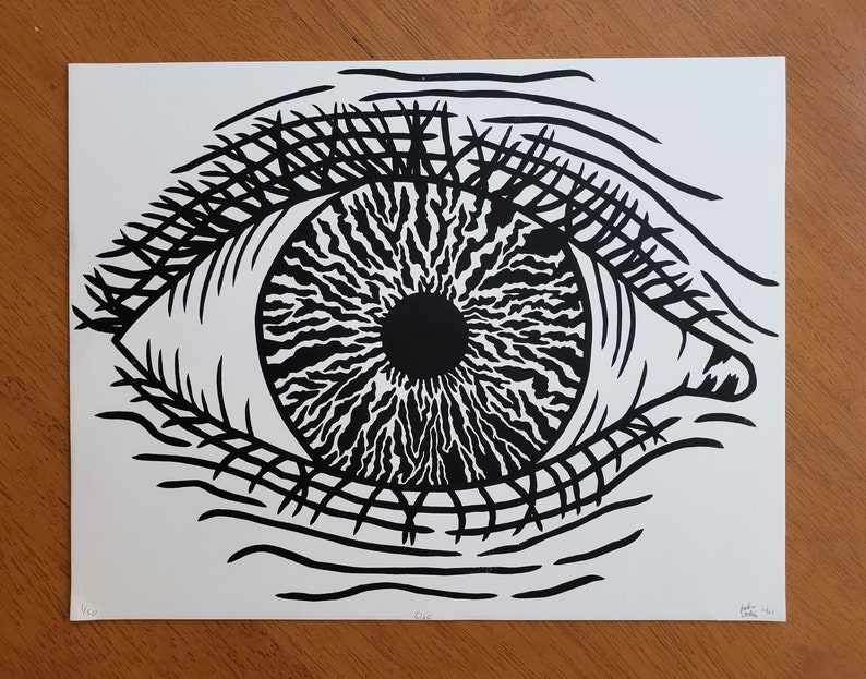 Eye Linocut Print - Etsy