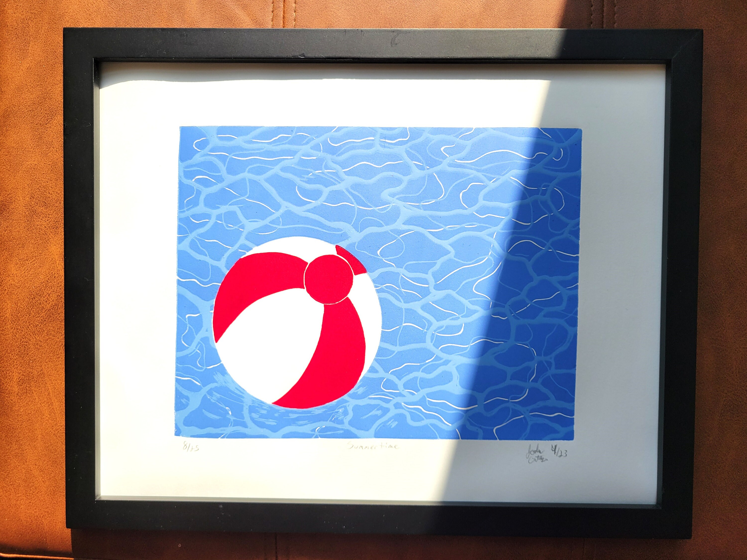 Beach Ball Linocut Print - Etsy