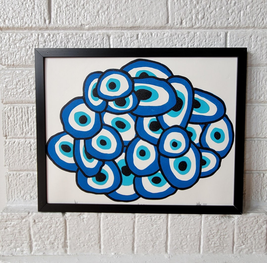 Evil Eye Linocut - Etsy