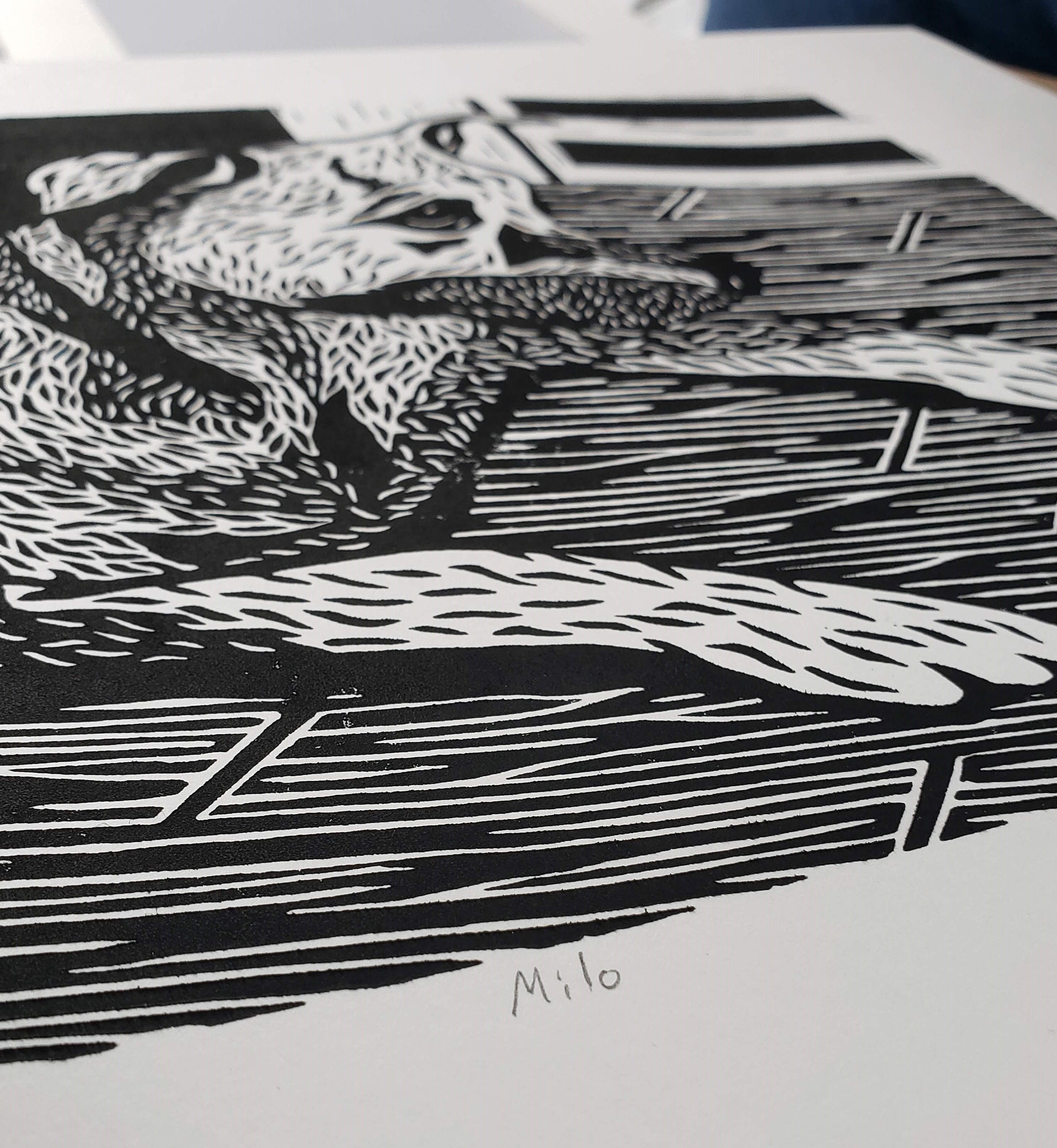 German Shepherd Linocut Print - Etsy
