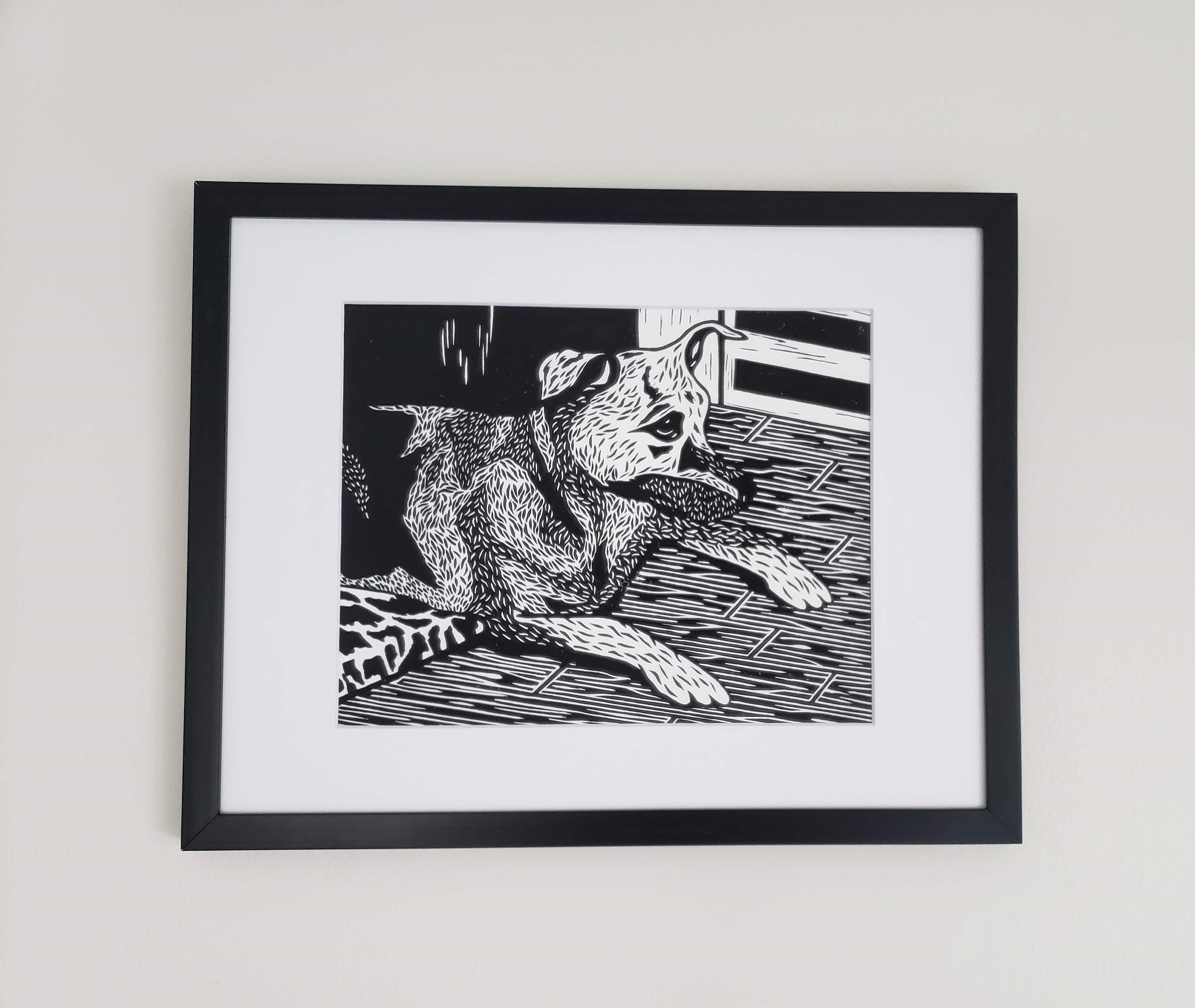 German Shepherd Linocut Print - Etsy