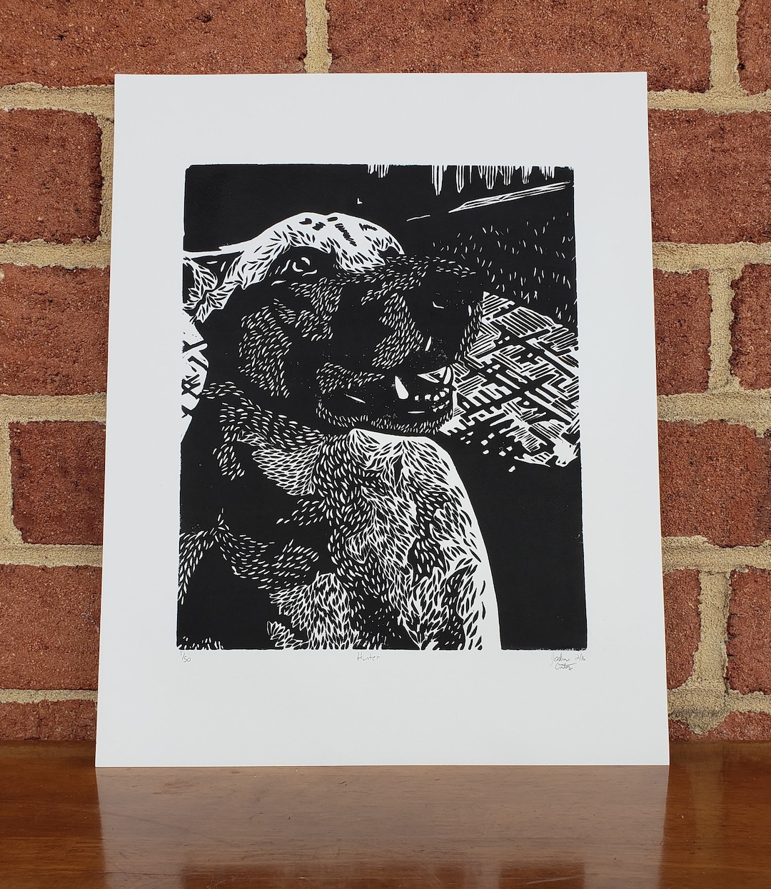 German Shepherd Linocut Print - Etsy