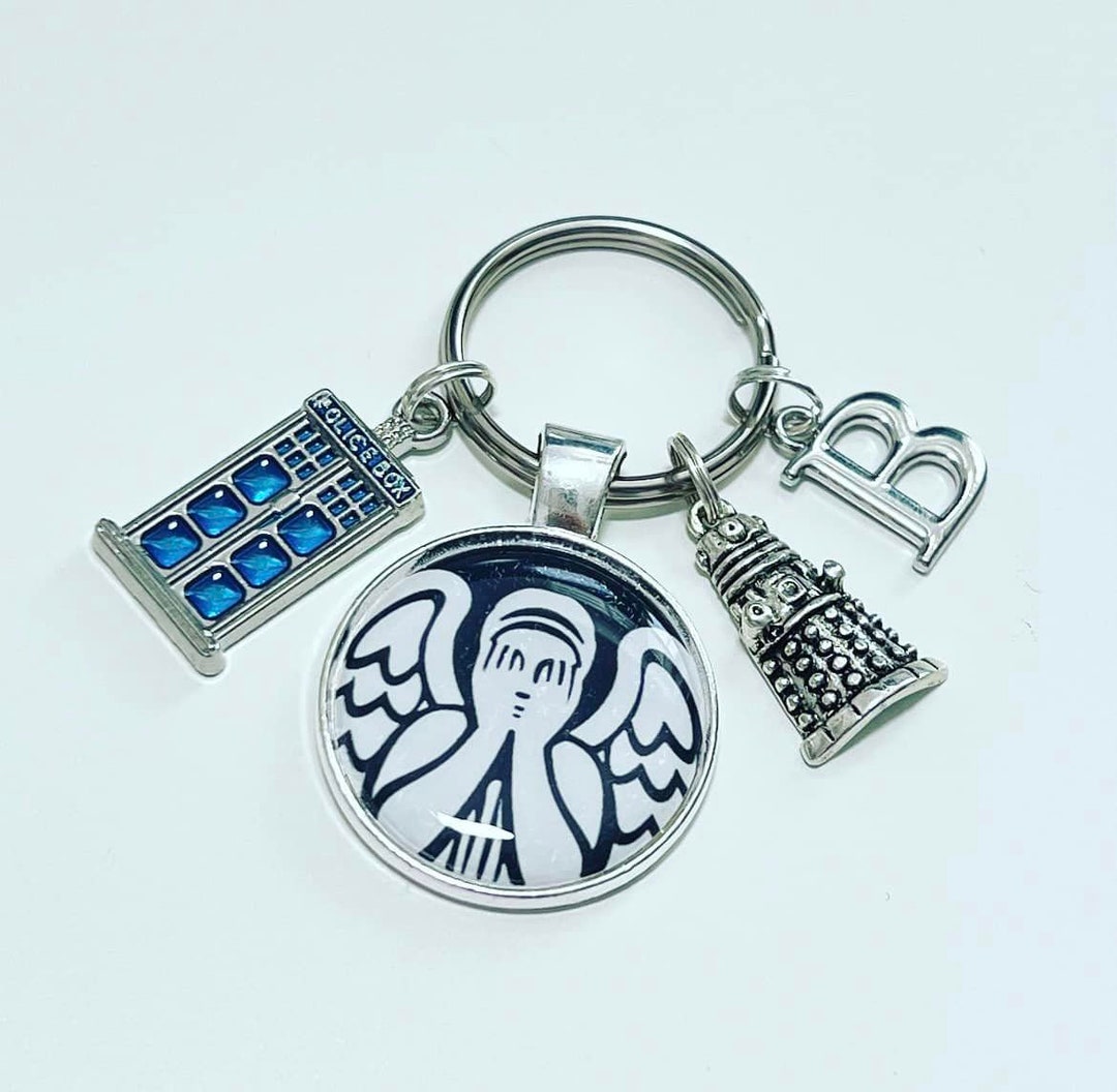 Dr Who Keyring: Weeping Angel, Tardis & Dalek Charms - Etsy UK