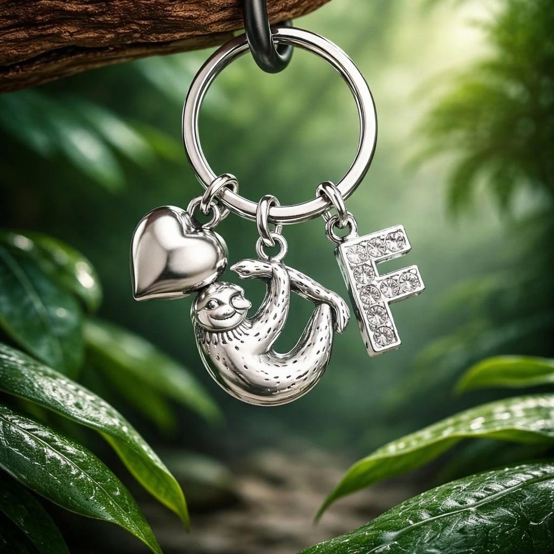 Sloth Keyring: Personalised Initial Charm, Friendship Gift, Custom ...