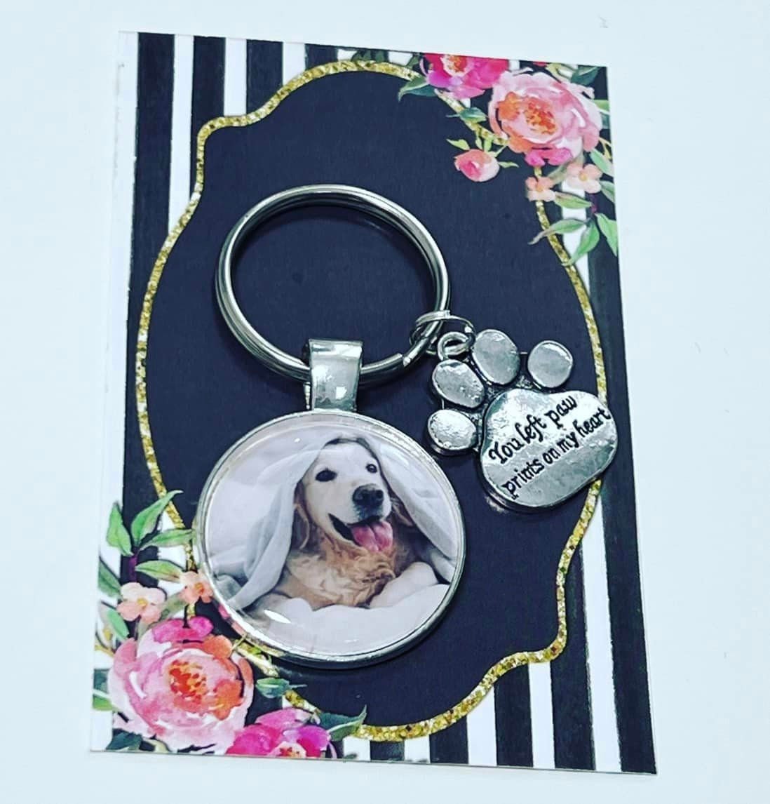 Dog Personalised Photo Keyring You Left Paw Prints on My - Etsy UK