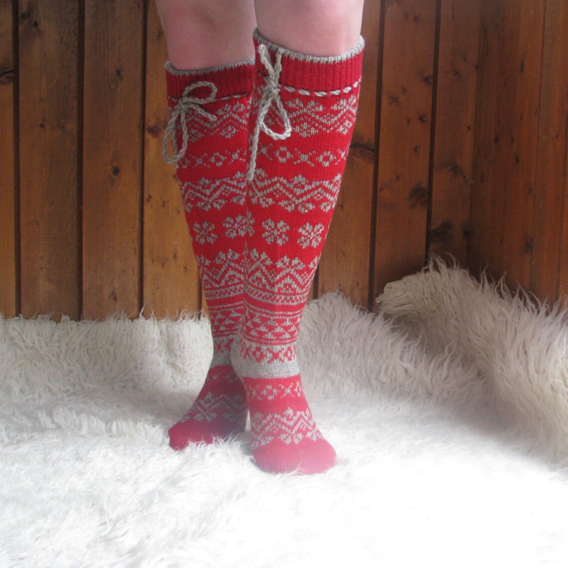 Knit Long Socks.high Socks Knitted Socks. Wool Socks Red Socks ...