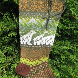 Long knit socks Wool socks. Norwegian socks Kauni yarn | Etsy