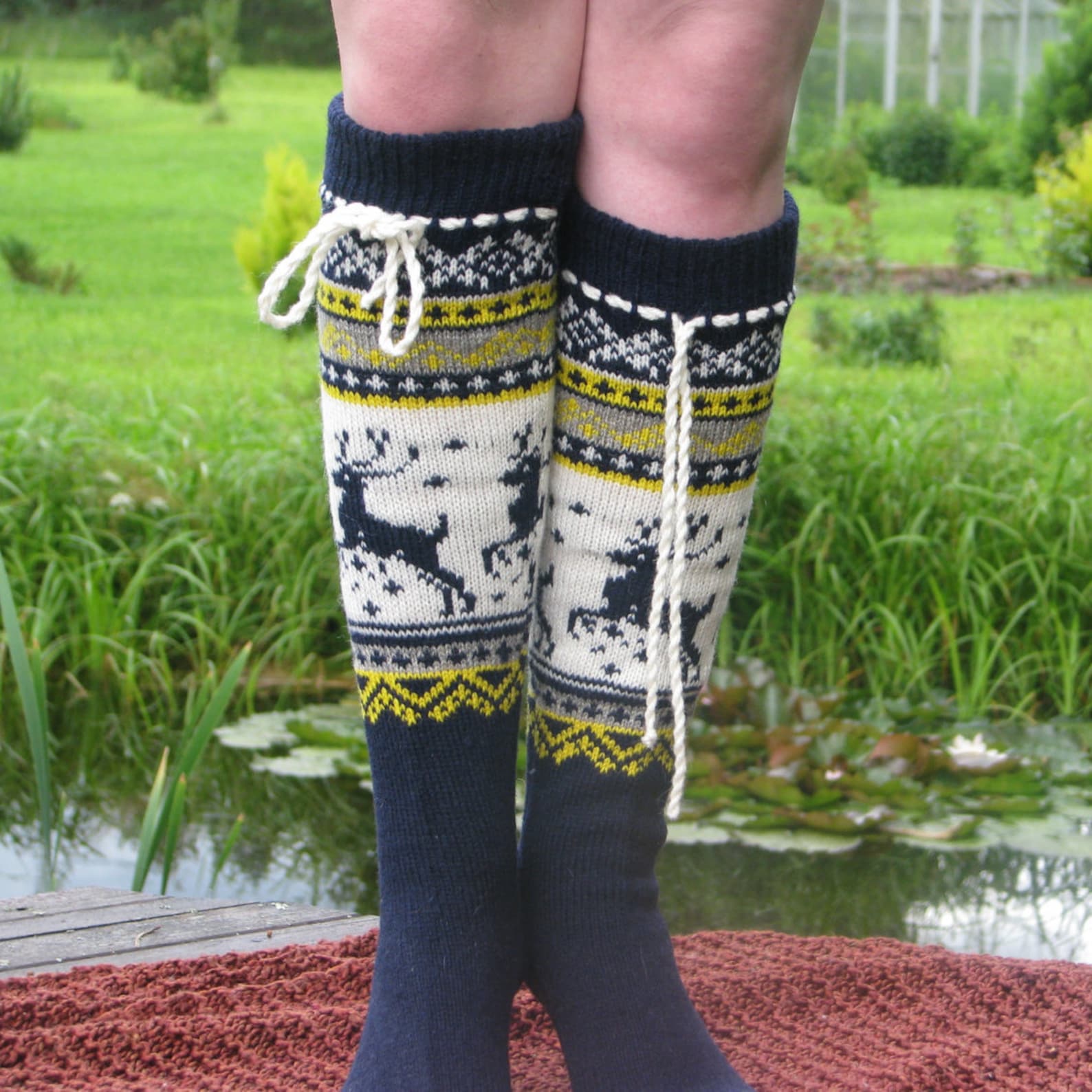 Long Socks With Deer Knit Socks Knitted Socks Wool Socks - Etsy