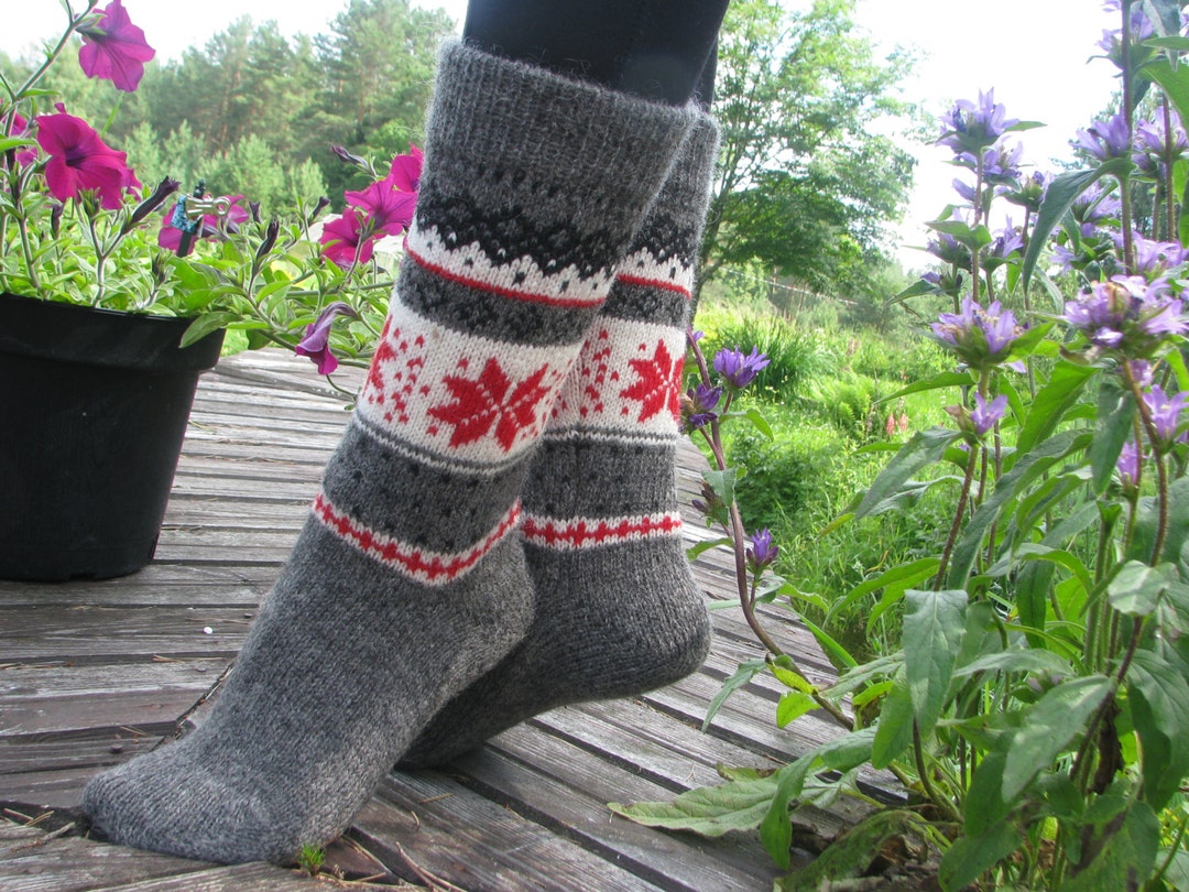 Knit Socks Wool Socks Knitted Socks Scandinavian Pattern Norwegian ...