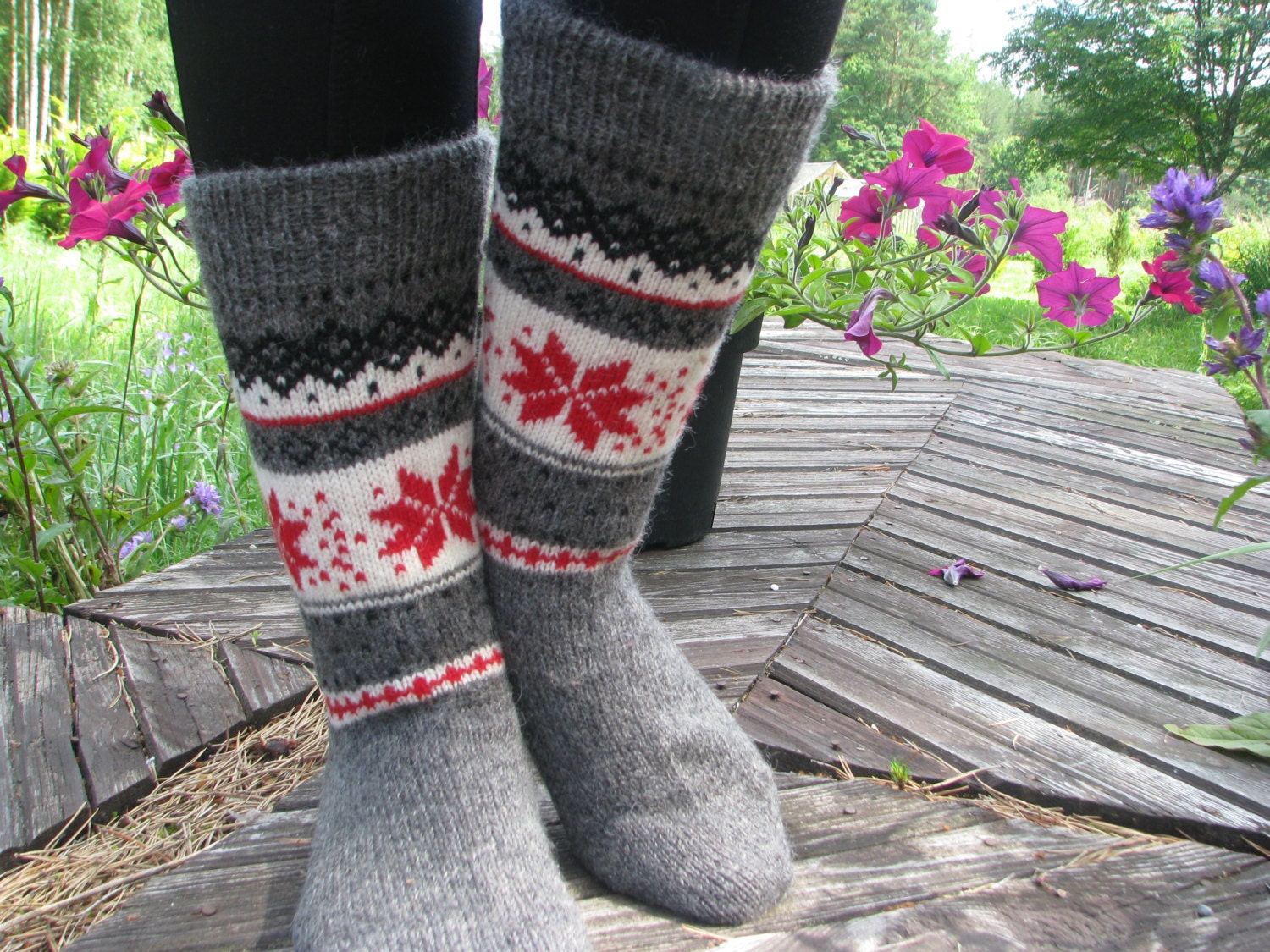 Knit Socks Wool Socks Knitted Socks Scandinavian Pattern Norwegian ...