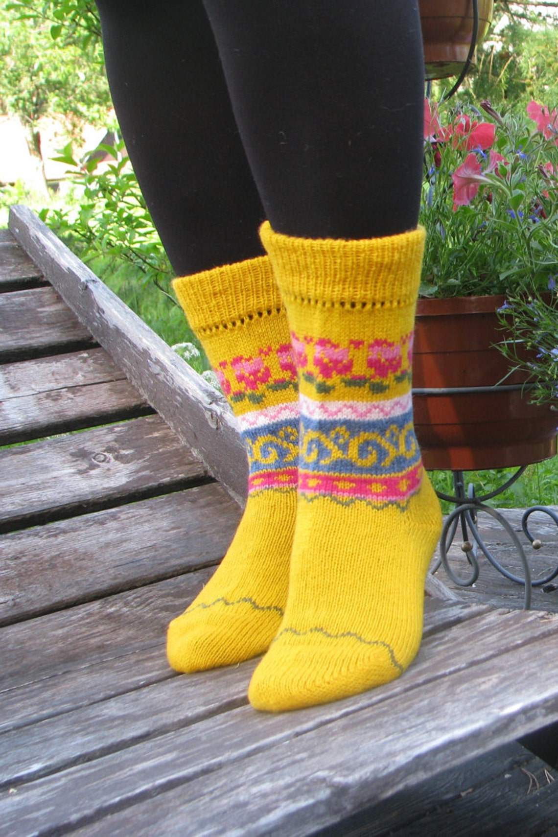 Knit Socks Wool Socks Knitted Socks Scandinavian Pattern Norwegian ...