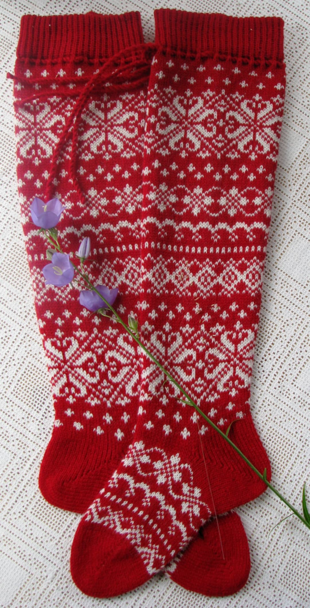 Knit Socks.high Socks. Knitted Socks. Wool Socks. Red Socks. Norwegian ...