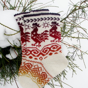 Knit Warm Socks Wool Socks Christmas Socks Present Norwegian Pattern ...