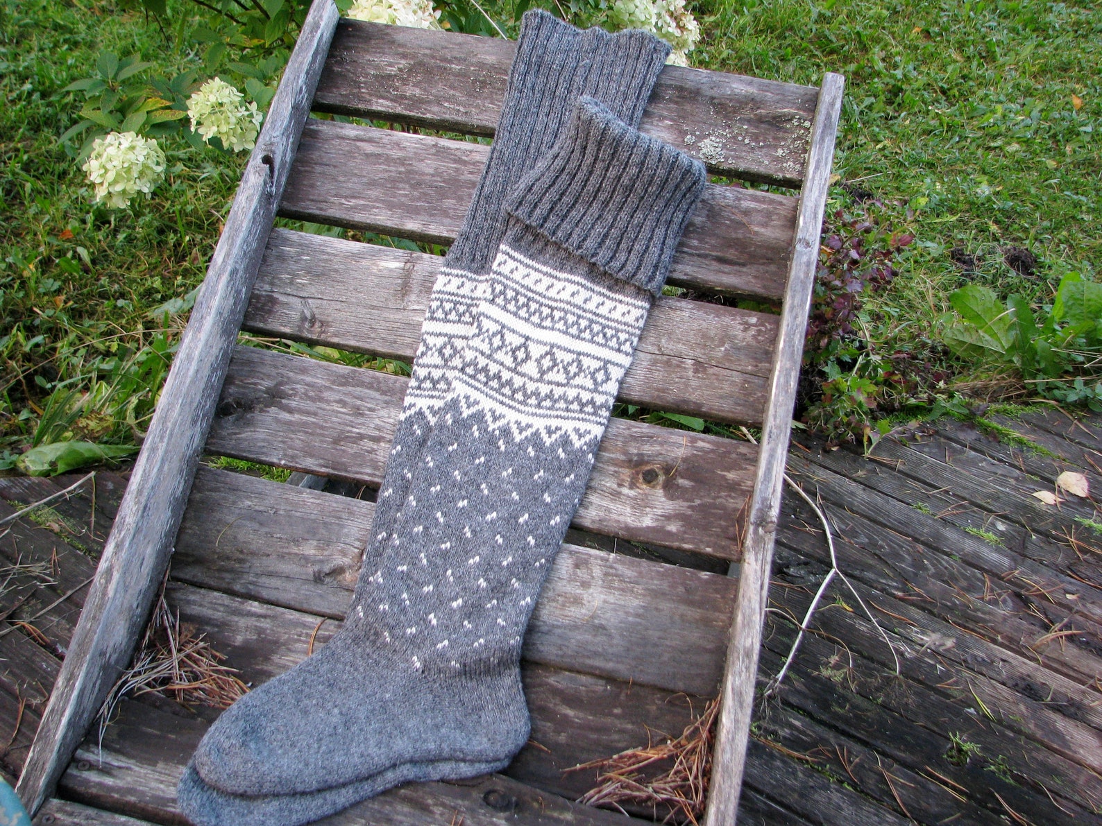 Long Knit Socks Wool Socks Norwegian Socks Fair Isle Christmas - Etsy