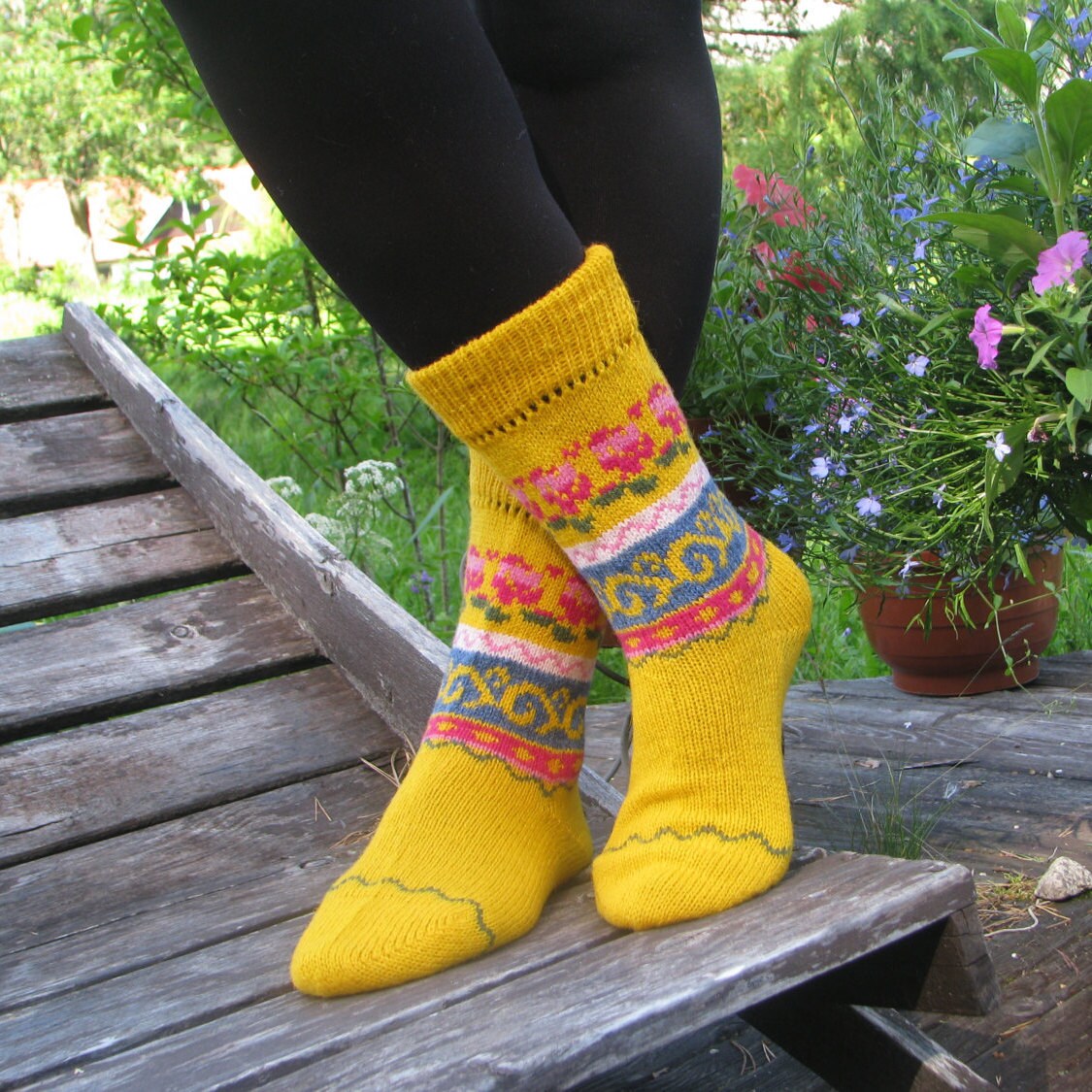 Knit Socks Wool Socks Knitted Socks Scandinavian Pattern - Etsy