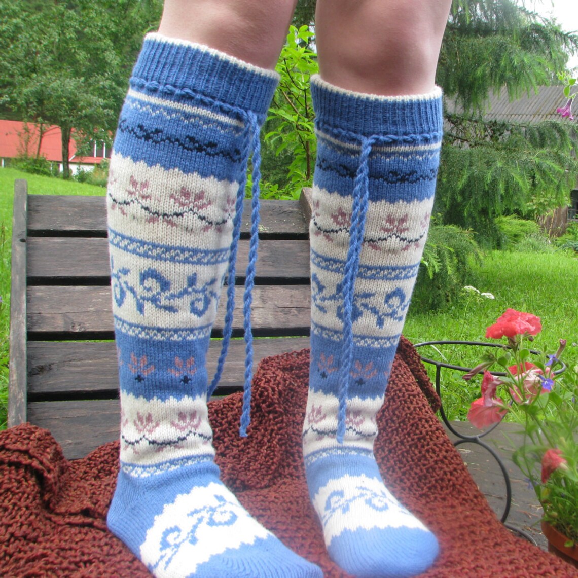 Long Knit Socks Wool Socks. Norwegian Socks. Christmas Socks Winter ...