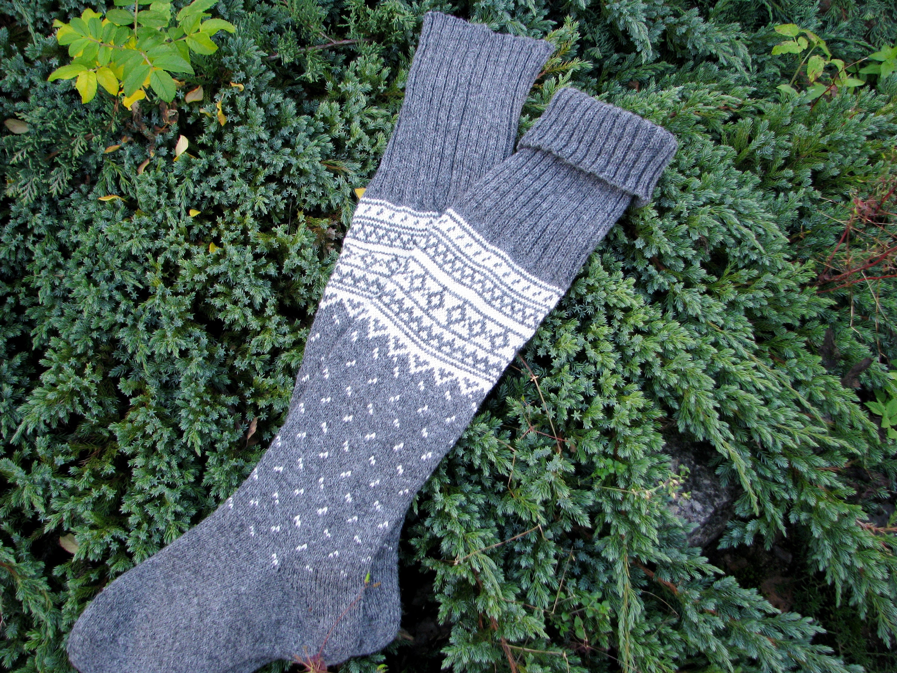 Long Knit Socks Wool Socks Norwegian Socks Fair Isle Christmas - Etsy