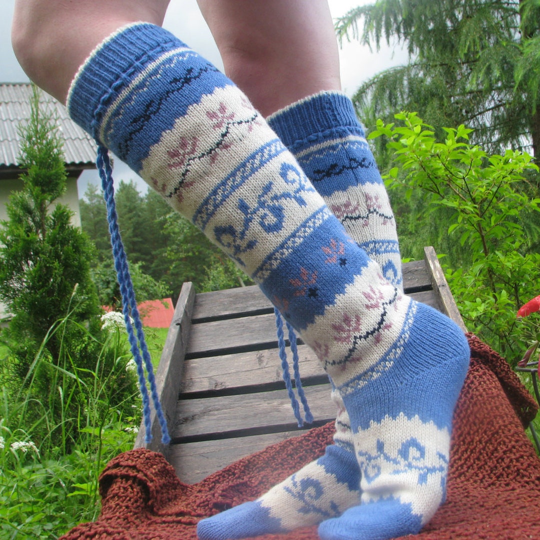 Long Knit Socks Wool Socks. Norwegian Socks. Christmas Socks Winter ...