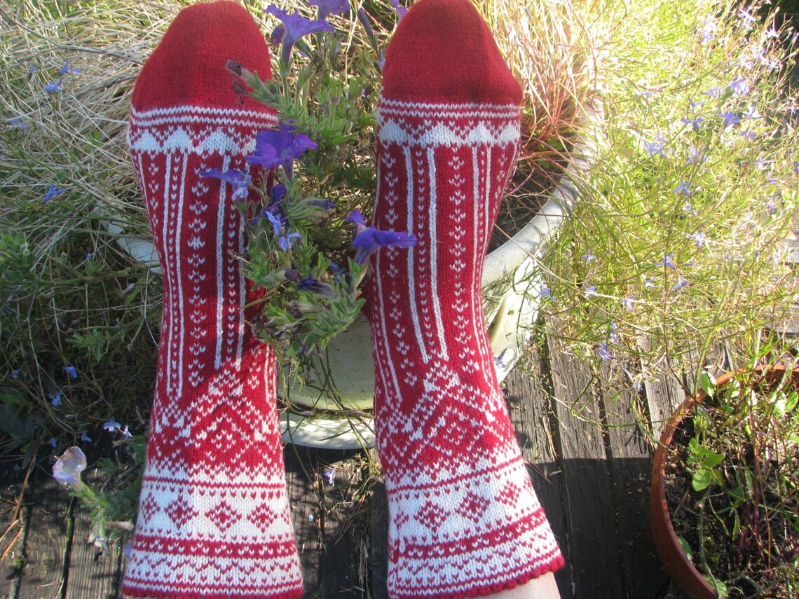 Knit Socks Wool Socks. Red Socks. Norwegian Socks. Christmas Socks ...
