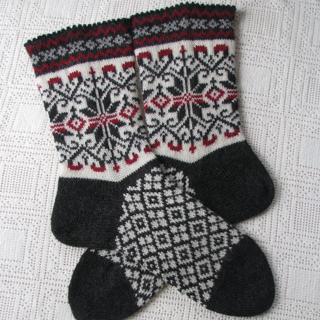 Wool Socks Handmade Socks Norwegian Socks for Men. Warm Socks Knitted ...