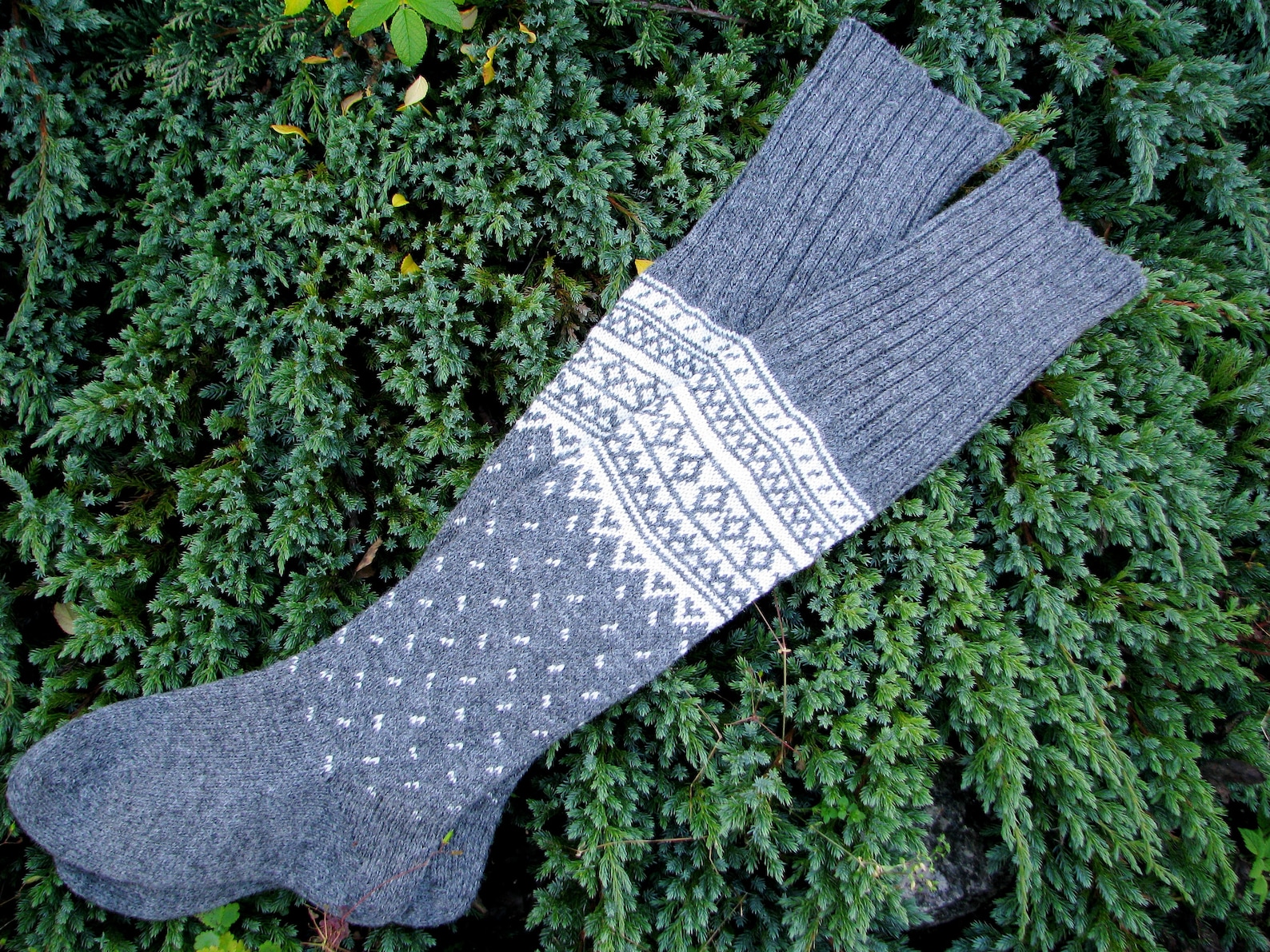 Long Knit Socks Wool Socks Norwegian Socks Fair Isle Christmas - Etsy