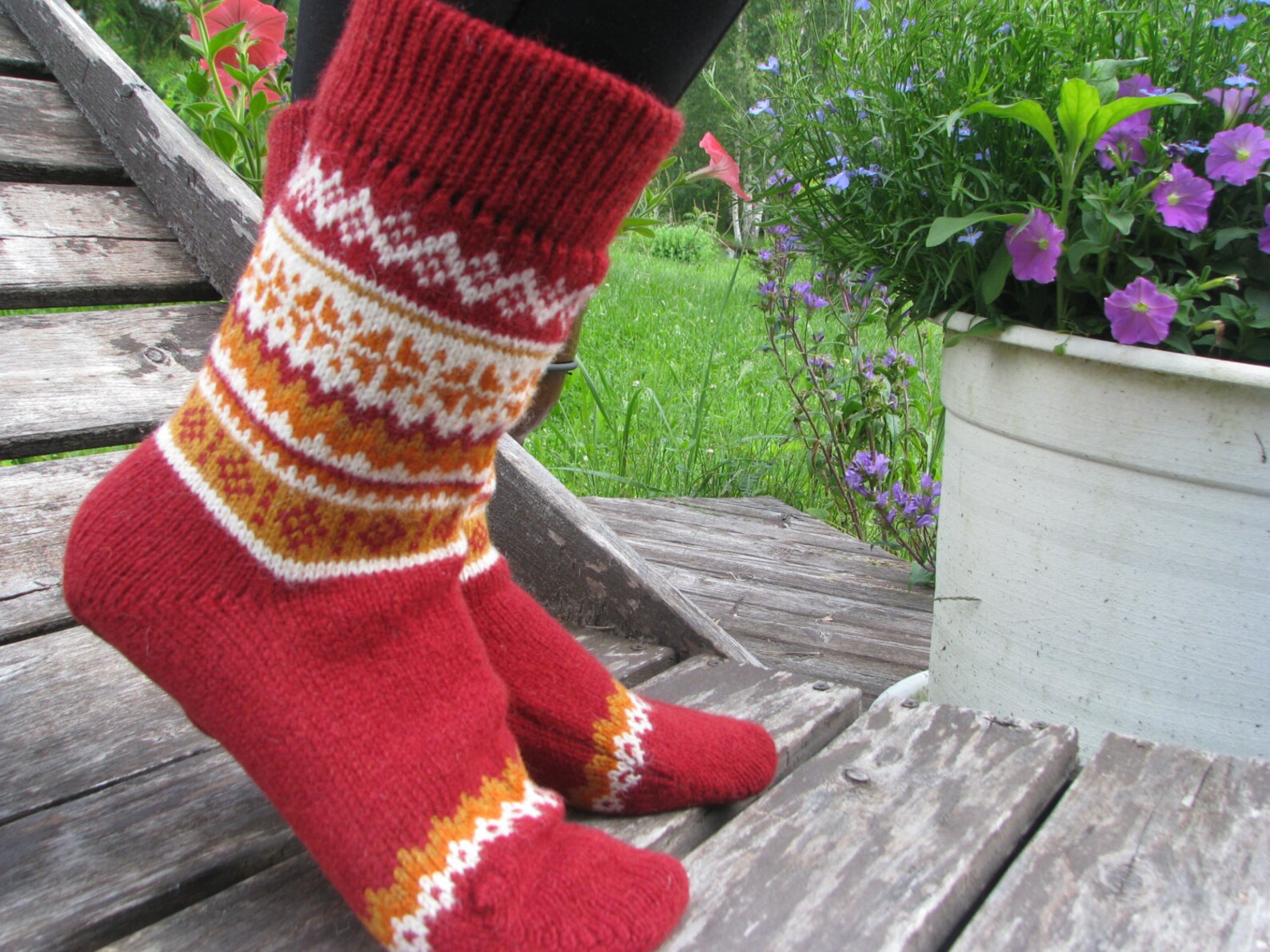 Knit Socks Wool Socks Red Socks Christmas Socks Nordic Socks Winter ...