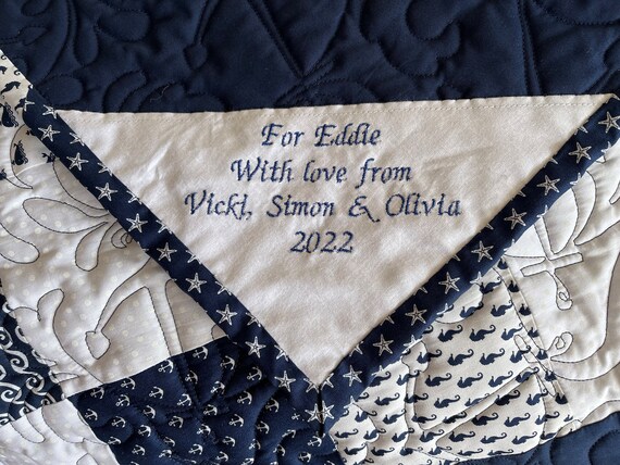 Embroidered Triangle Corner Quilt Label Personalised Label - Etsy