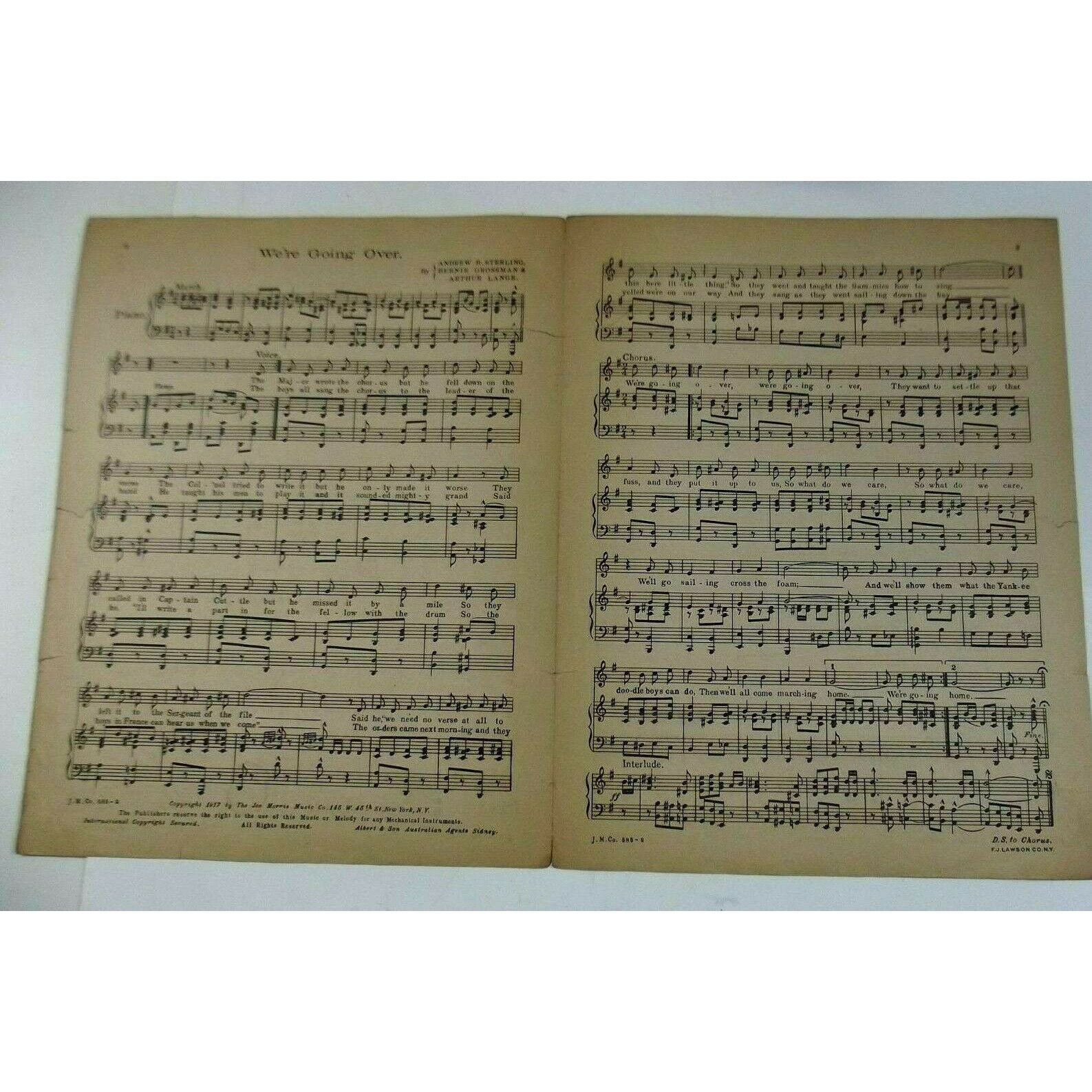 We're Going Over Sheet Music WW1 Military Soldiers Vintage - Etsy